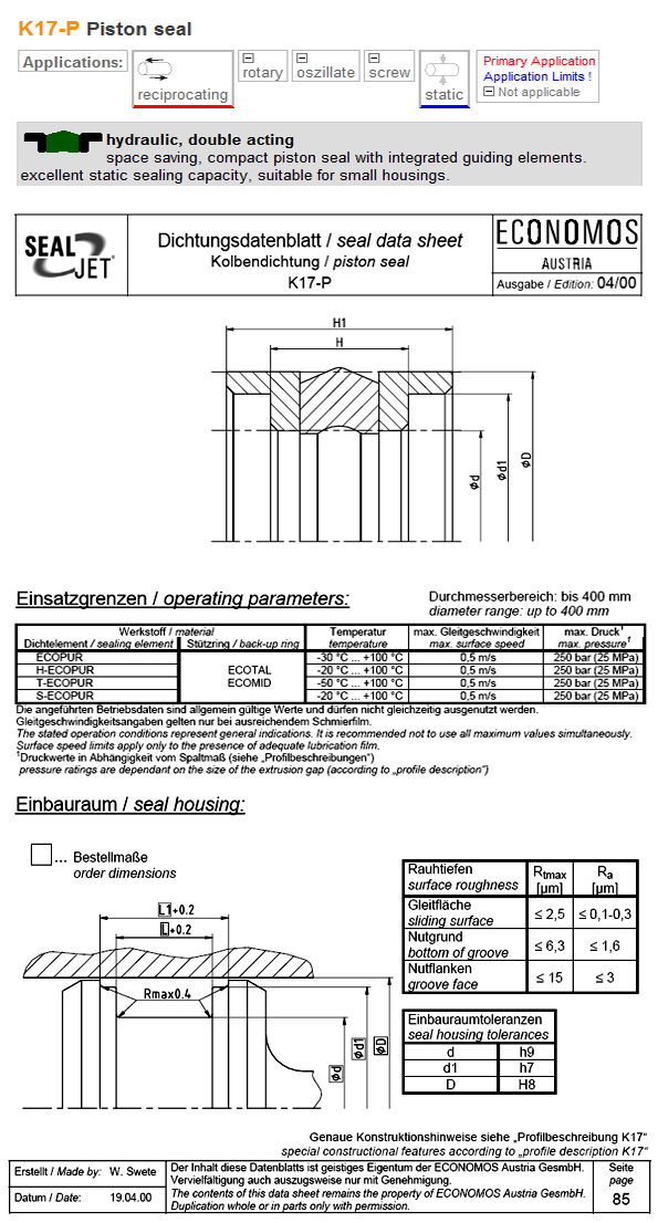 PRODUCT Piston seal K17-P : บริษัท เอสเคเอฟ-อีโคโนโมส ซีลลิ่ง โซลูชั่น ...