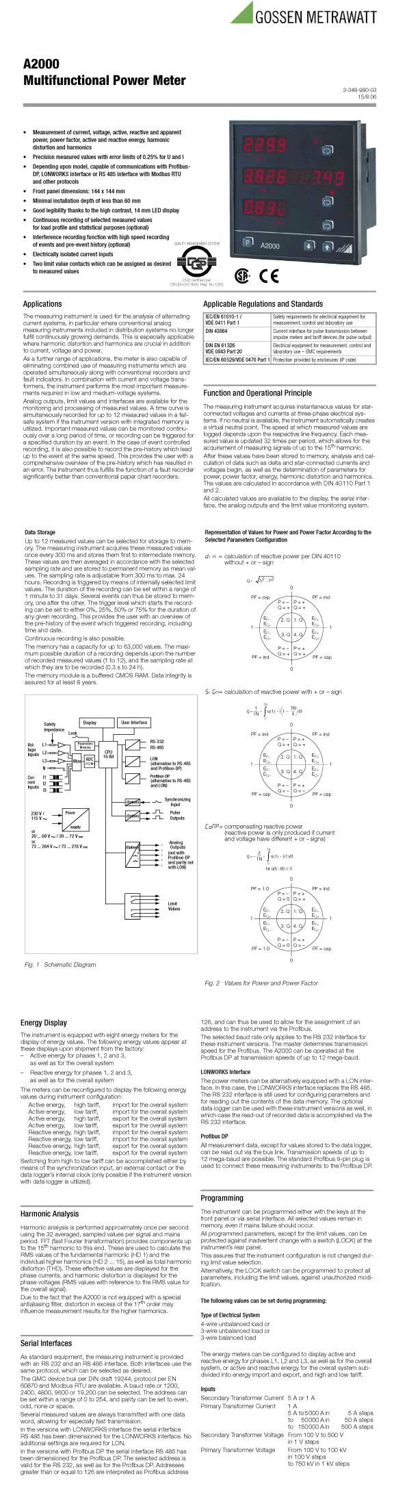 PRODUCT A2000 Multifunctional Power Meter(A2K) : บริษัท แอมพ์ทรอน อินสท ...
