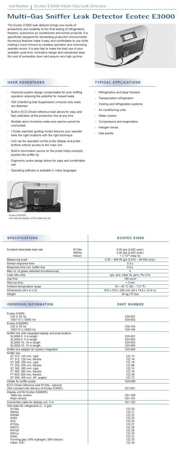 PRODUCT Ecotec E3000 Multi-Gas Leak Detector : บริษัท เอส วาย เทค คอปอร ...