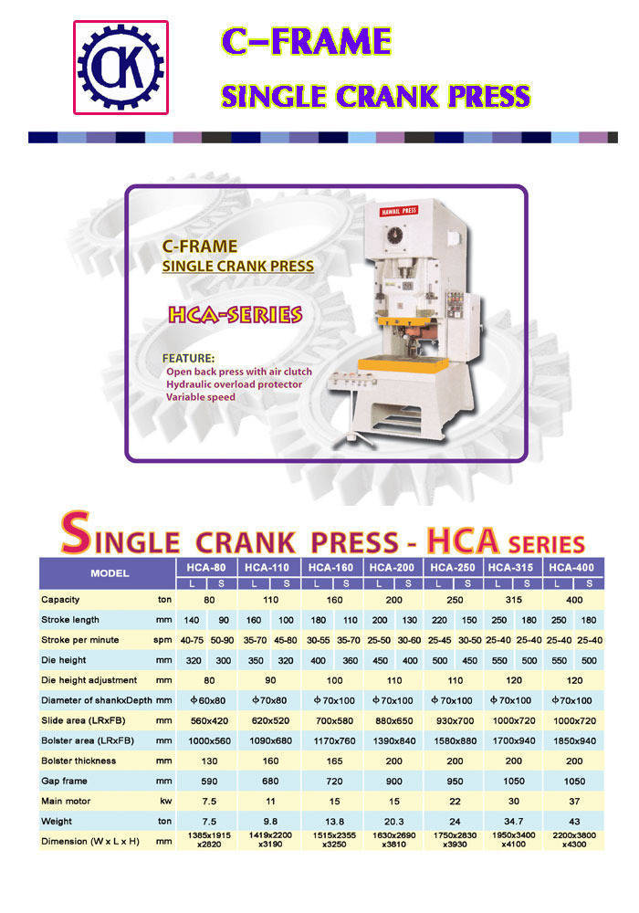PRODUCT C-Frame Single Crank Press เครื่องปั๊มแอร์ครัช : บริษัท ซี.เค ...